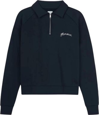 Flaneur Fl&acirc;neur, Homme, Sweatshirts et sweats &agrave; capuche, Bleu, Taille: XL Signature Raglan Half Zip