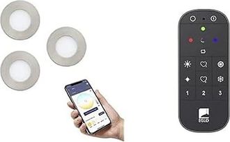 Eglo connect.z Smart-Home 3er-Set LED Bad-Einbaustrahler Fueva-Z, &Oslash; 85 mm, inkl. Fernbedienung, Sprachsteuerung Alexa, warmwei&szlig;-kaltwei&szlig;, dimmbar, 3 Metall