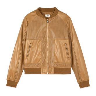 Oltre Femme, Vestes, Beige, Taille: 46 FR Perforated Bomber Jacket