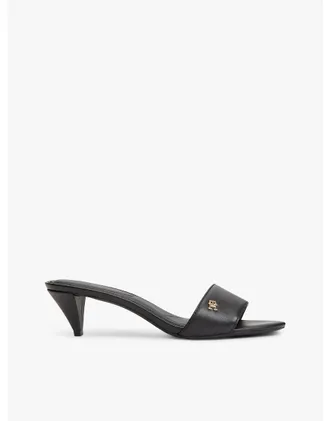 Tommy Hilfiger Mules en cuir &agrave; talon et monogramme TH - Noir
