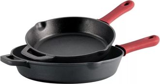 Tramontina 2 Pc Cast Iron Skillet Set, Black