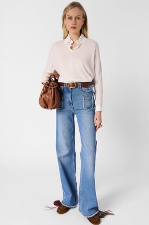 Gerard Darel Pull ample &agrave; col V en cachemire - LENAE - Ecru