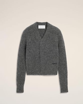 Ami Ami Paris - Cardigan gris en laine et alpaga broderie Ami Gris Carbone - Taille : XXS - pour Femme