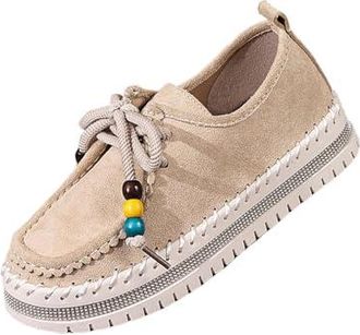 Generic Chaussures &agrave; lacets d&eacute;contract&eacute;es pour femme - Bout rond - Style ethnique - Semelle &eacute;paisse - Tendance - Respirantes - Confortables - Chaussures de ma