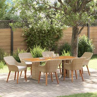 vidaXL vidaXL Ensemble de salle &agrave; manger pour jardin 7 pcs Beige polyrotin