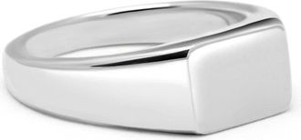 Nialaya Homme, Accessoires, Gris, Taille: 60 MM Mens Rectangle Sterling Silver Signet Ring