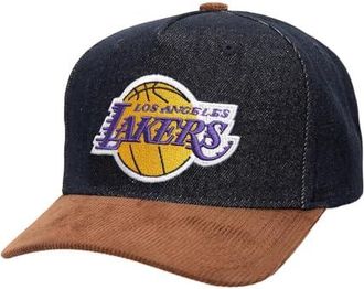 Mitchell & Ness NBA Cord D-Stressed Casquette Snapback Los Angeles Lakers Denim/Marron