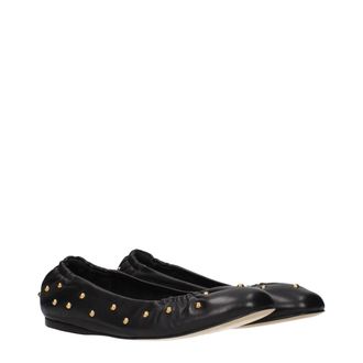 Chlo&eacute; Womens Black Leather Ballet Flats