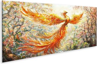 Islandburner Bild auf Leinwand Ph&ouml;nix im Fr&uuml;hlingserwachen zwischen bl&uuml;henden Kirschb&auml;umen Bilder Wandbilder Poster