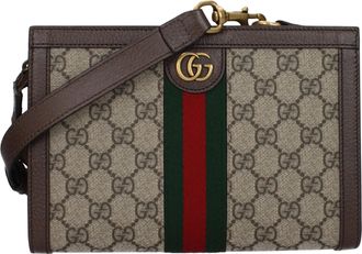 Gucci Ophidia Femmes Sac Bandouli&egrave;re Tissu Beige/&Eacute;b&egrave;ne
