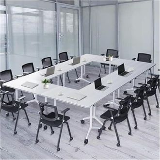 Generic Klappbarer Konferenztisch, Konferenzraumtisch, klappbares Design, 150 kg Tragkraft, mit leisen Rollen, mobiles Meeting(8pcs,140cm)