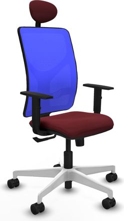 Piqueras y Crespo Verstellbarer Lendenwirbelstuhl mit 1D-Armlehnen und festem Kopfteil, ausgestattet mit 3 Positionen und Schneideschaum. Mit Rollen von 65 mm Nylon, Bl