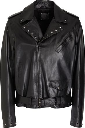 8 by YOOX STUDDED BIKER LEATHER JACKET