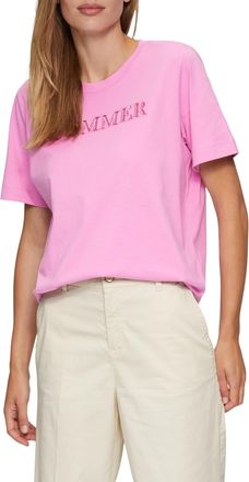 s.Oliver Relaxed Fit-Shirt mit Schriftprint aus Lochstickerei