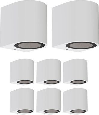LEDs Com 8 Stück Wandleuchte ALSE für außen, IP54, Downlight, weiß matt, rund, 1x GU10 max. 35W