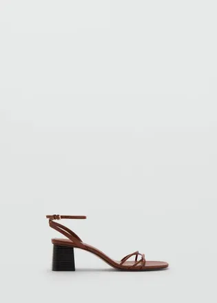 Mango Sandales talon &agrave; brides marron moyen - Femme - 38 - MANGO