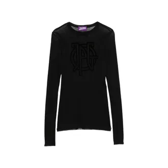 Jean Paul Gaultier Flocked-logo Sheer Top