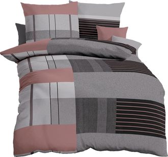 Kaeppel Biber Bettw&auml;sche Straight anthrazit 1 Bettbezug 155 x 220 cm + 1 Kissenbezug 80 x 80 cm