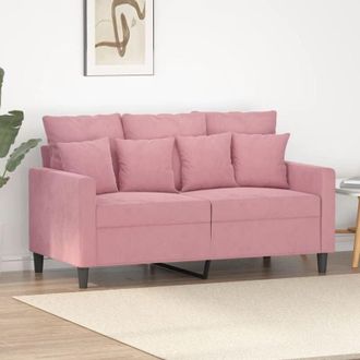 vidaXL vidaXL Canapé à 2 places Rose 120 cm Velours