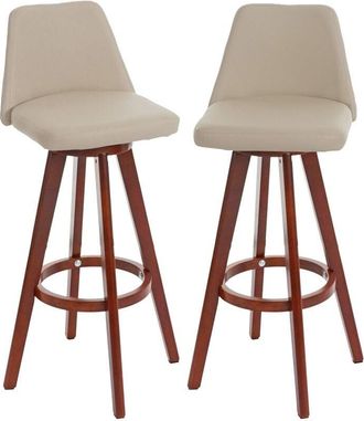 Hhg Neuwertig] 2er-Set Barhocker HHG 569, Barstuhl Tresenhocker, Holz Kunstleder drehbar MVG-zertifiziert creme