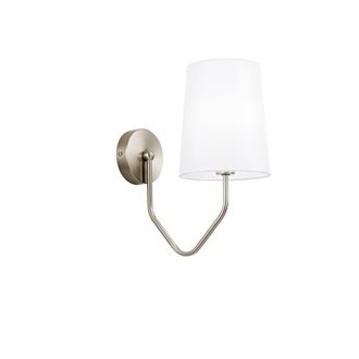 Luce-Ambiente-Design Sally Metal Nickel Wall Lamp with White Fabric Lampshade