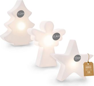 8 Seasons design LED Mini-Leuchten Christmas Trio Set Shining Star S, Tree und Angel Micro (12 cm), Dekolampen, kabellos mit Akku, USB-C aufladbar - Tischdeko, 