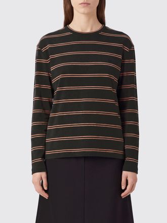 Jil Sander T-shirt &agrave; rayures et manches longues en coton &agrave; col rond