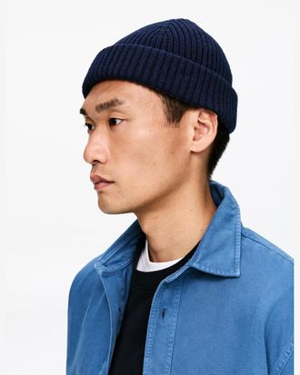 Arket Gerippte Beanie Aus Wollmischung -Blau