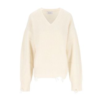 Amish Pull &agrave; col en V - Femme - Pulls - Blanc - Taille: 36 FR
