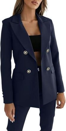 Generic Vestes pour femmes, v&ecirc;tements dext&eacute;rieur tendance 2024, d&eacute;contract&eacute;, col &agrave; revers, manches longues, veste de costume de couleur unie, manteau &agrave; bouton