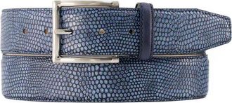 Lindenmann Herren G&uuml;rtel blau Leder gepr&auml;gt