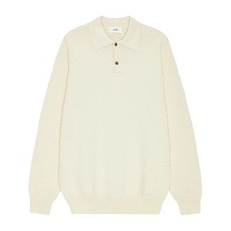 Les Deux Check Structure Langarm Strick-Polo - - Tops - Herren - Beige - XL