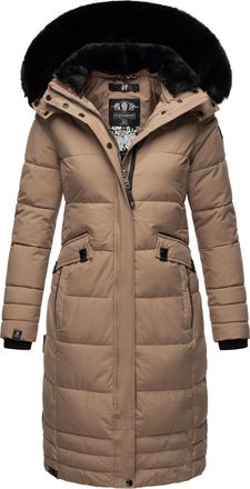 Navahoo Damen Steppmantel Winterparka Mantel mit abnehmbarem Kunstfell Fahmiyaa XS - 3XL (DE/NL/SE/PL, Alphanumerisch, XXL, Regular, Regular, Taupe)