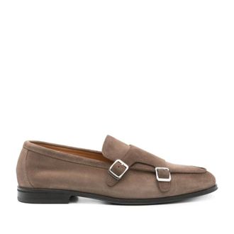 Doucal's Homme, Chaussures, Brun, Taille: 42 1/2 EU Mocassin en daim camel avec double boucle