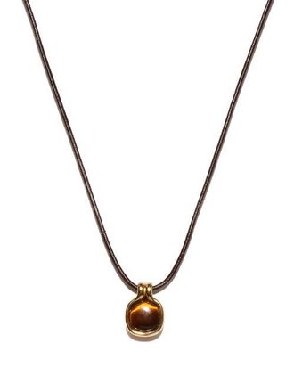 Fernando Jorge Cushioned Tigers Eye & 18kt Gold Pendant Necklace - Mens - Yellow Gold