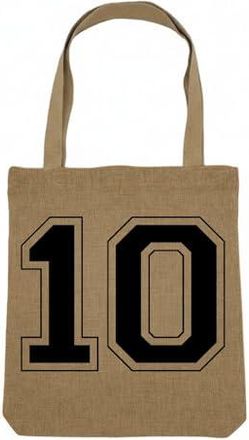 Fabulous Sac Shopping Tote Bag Aspect Lin - Num&eacute;ro de Maillot 10 Noir et Blanc Foot Basket - Sac de Courses Toile Epaisse 360g Beige Naturel Cabas Port&eacute; Epaule