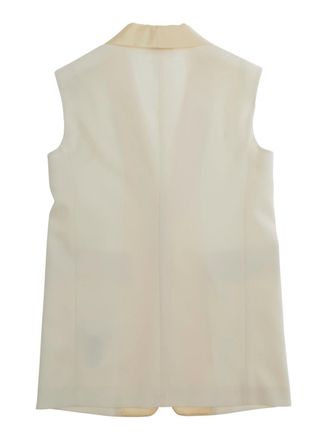 Maison Margiela Girls Sleeveless Jacket V-Neck Beige Wool Blend Blazers