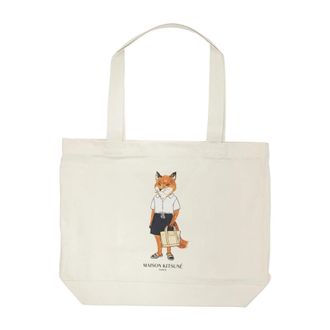 Maison Kitsun&eacute; Dressed Fox Tote - - Bags - Damen - Beige - ONE SIZE