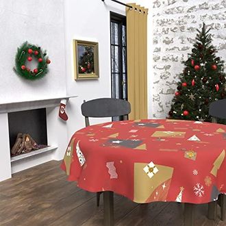 Soleil d'Ocre Sapin Nappe carée Anti-tâches diamètre 180 cm, Polyester, Rouge