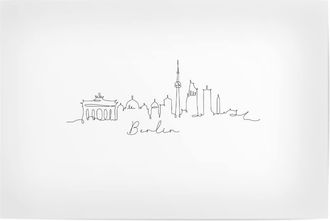 artboxONE Poster 90x60 cm Städte Pen line Silhouette Berlin - Bild Skyline oneline Skyline