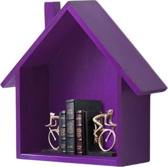 Generico House Shaped Shelf - House-Shaped Wall Display Case | Wall Mounted Wooden Display Shelves | Cute Small Nursery Decorative Shelf Decor, House Frame Flo