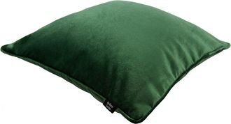 McAlister Textiles Matter Samt | Kissenbezug für Sofakissen in Moosgrün | 43 x 43cm | erhältlich in 25 Farben | griffester Samt edel paspeliert | Kissenhülle für Samtkis