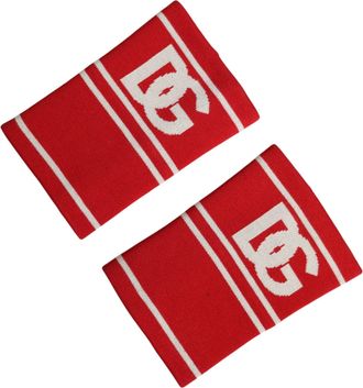 Dolce & Gabbana Mens Red White Dg Logo Cotton 1 Pair One Size Wristband And Accessory