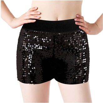 Generic Short à paillettes taille haute pour femme - Jambe droite - À enfiler - Confortable - Style disco des années 70 et 80 - Pour soirée, concert, soirée, 