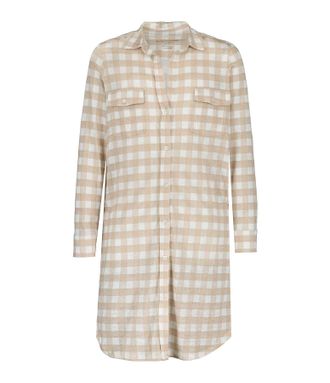 Majestic Filatures Robe Chemise Carreaux Cr&egrave;me