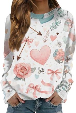 Generic Sweats à col rond pour femmes - Chandail à motif floral - Grande taille - Pull décontracté à manches longues pour femmes, Sweats dhiver multicolores p