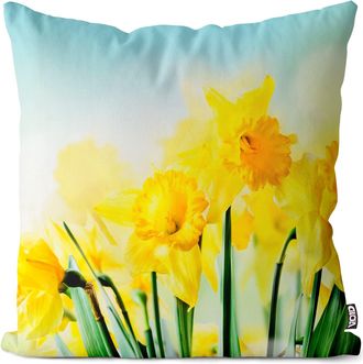 Void Watches Ostern Blume Narzisse Kissenbezug 45x45 Kissenhülle Polyester Zierkissen Couchkissen Ostern Osterdeko Deko, Kissen Größe:45 x 45 cm