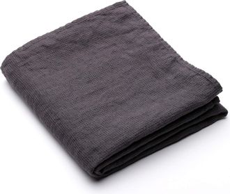 LinenMe Handtuch gewaschen, Waffelgrau, 75 x 130 cm, Badetuch, europäisches Leinen, maschinenwaschbar, super saugfähig