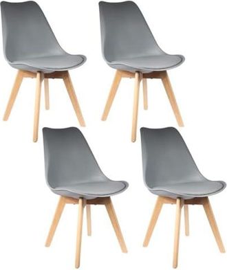 The Home Deco Factory The Set mit 4 skandinavischen Schalen, Polypropylen, gepolstert, Grau, Möbel, Sitz, Stuhl, Wohnzimmer, Esszimmer, Schlafzimmer, Möbel, 58 x 81,6 x 48,