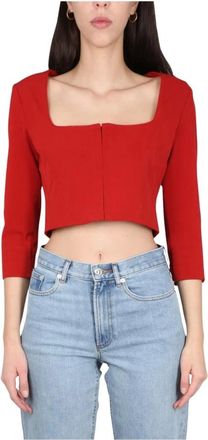 Acne Studios Femme, Blouses et Chemises, Rouge, Taille: 38 FR Haut Court &agrave; Encolure Carr&eacute;e